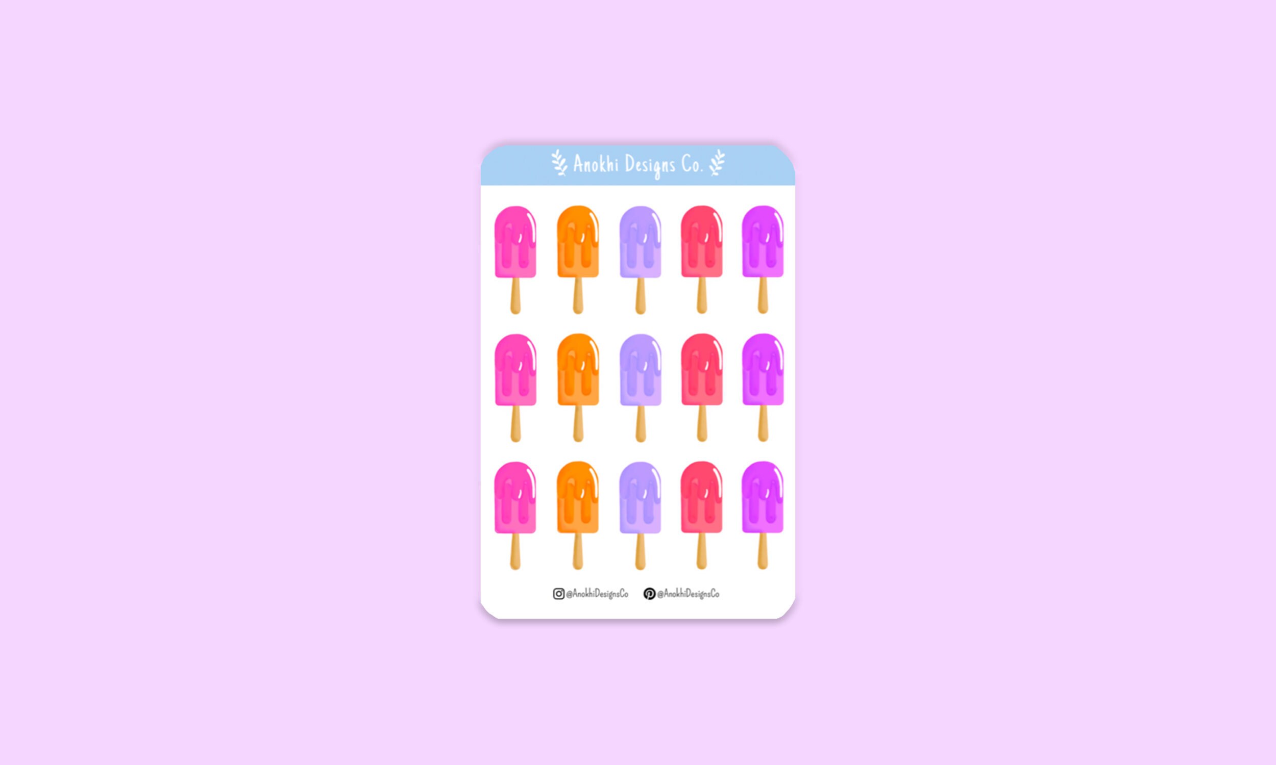 Popsicle Sticker Sheet, Sticker Pack, Planner Stickers, Summer Sticker ...