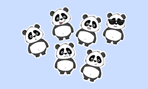 Panda Die Cut Stickers Sticker Pack Animal Stickers Panda | Etsy
