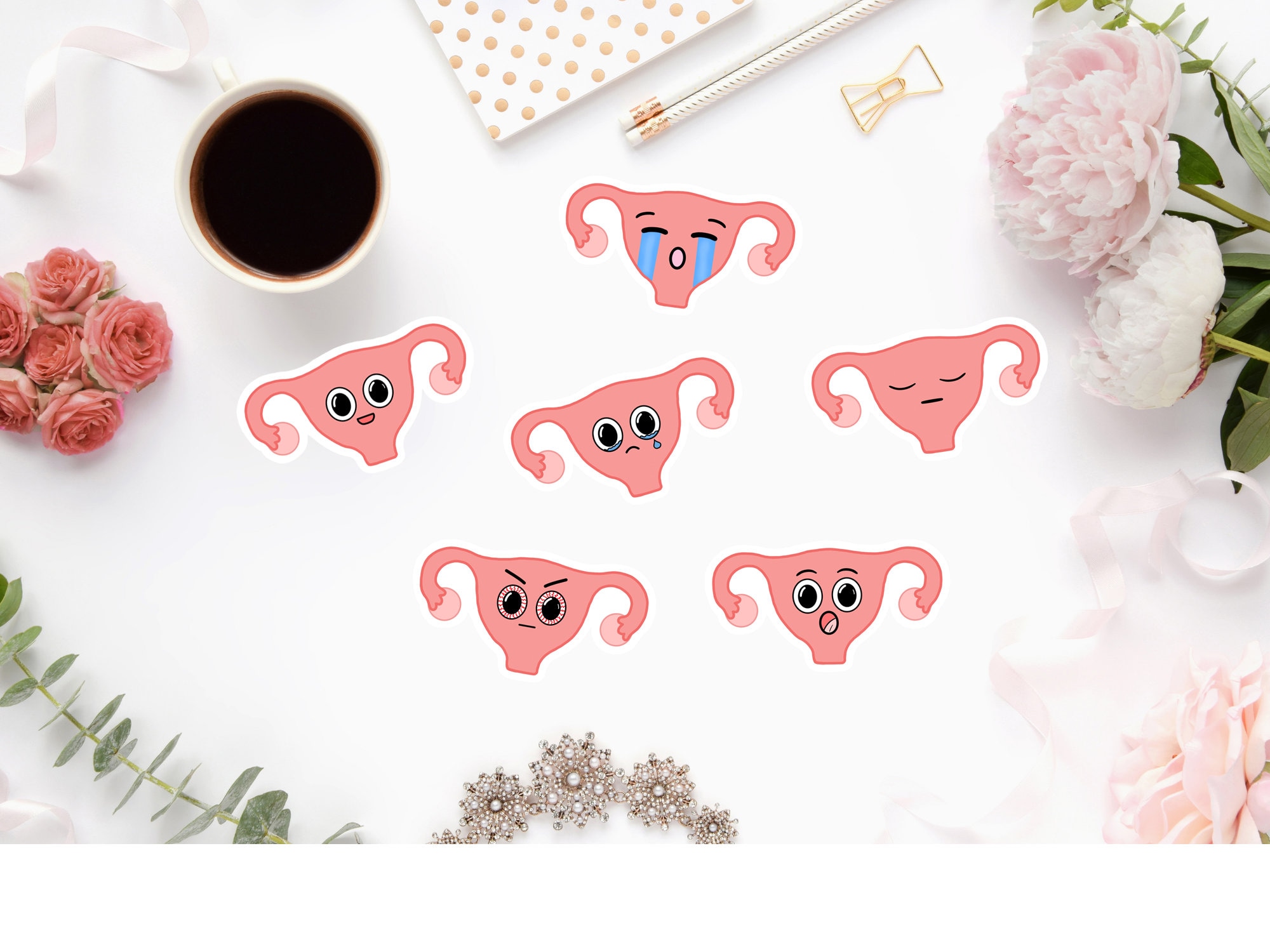 Uterus Emoji Die Cut Stickers Sticker Pack Period Stickers - Etsy