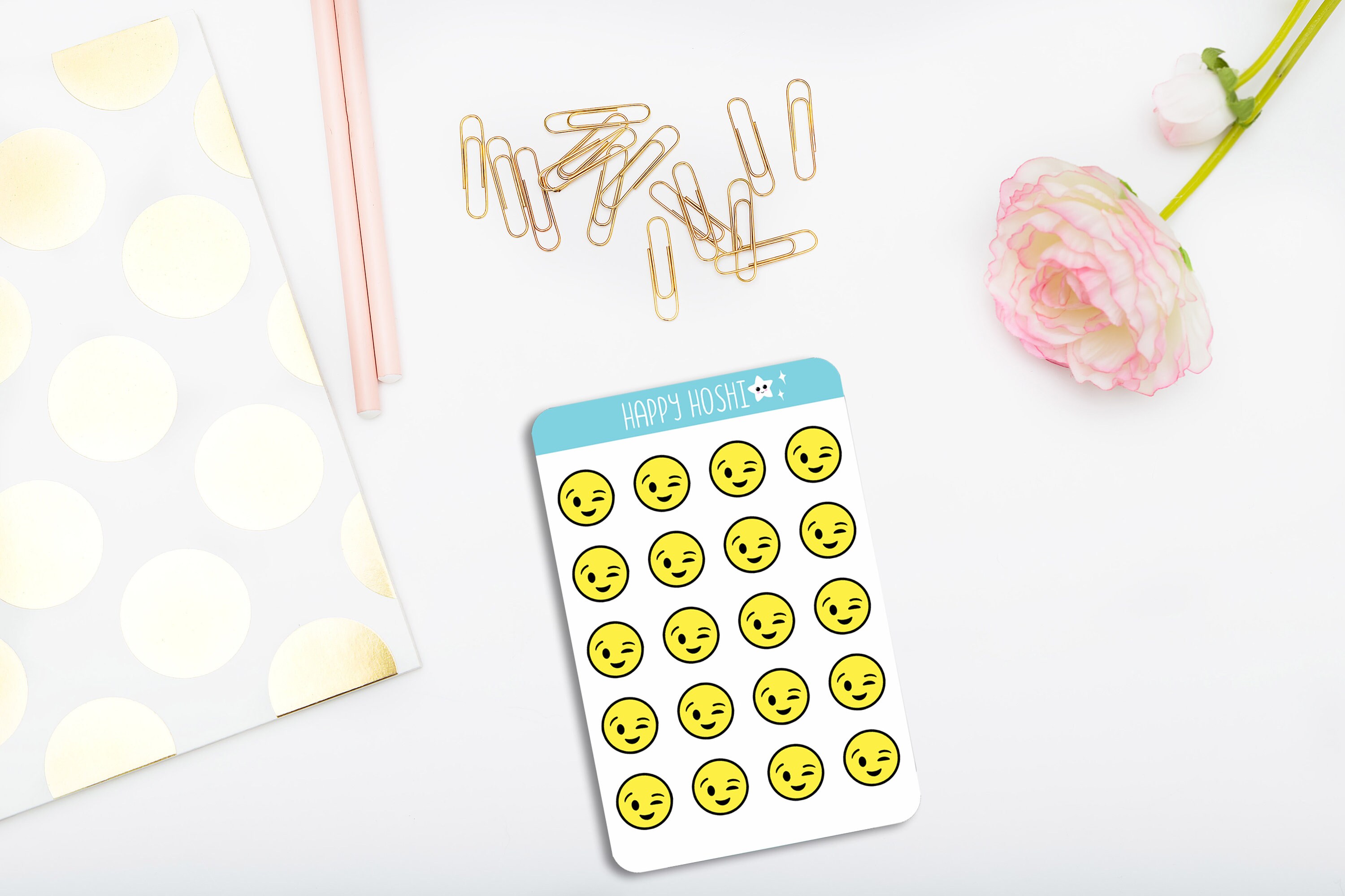 Wink Emoji Sticker Sheet, Emoji Stickers, Funny Stickers, Cute Stickers ...