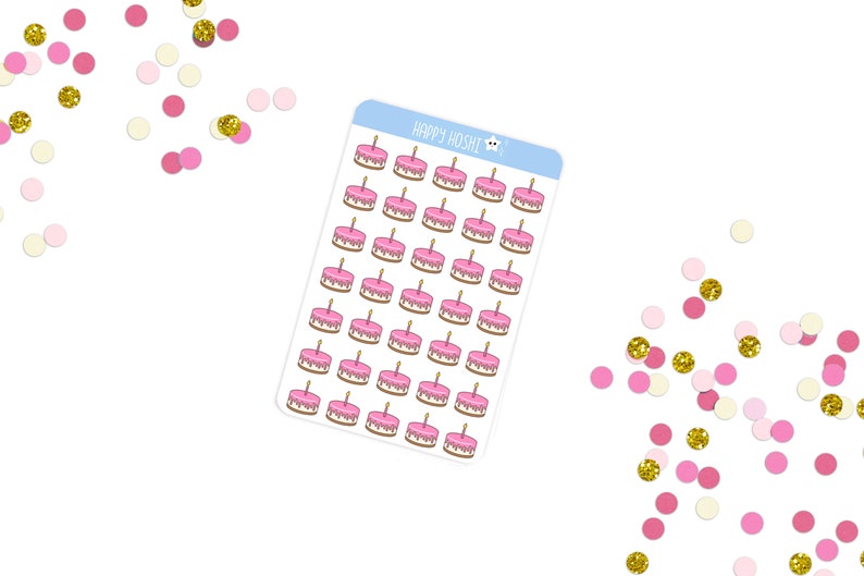 Birthday Cake Stickers, Planner Stickers, Sticker Sheet - Etsy