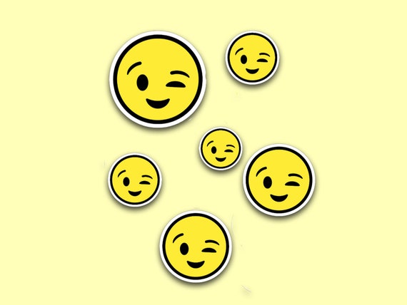 Wink Emoji Die Cut Stickers Sticker Pack Emoji Stickers | Etsy