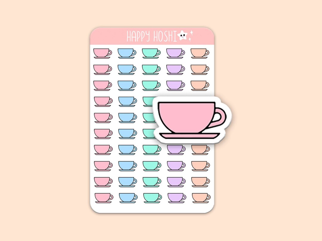 Mug Stickers, Coffee Cup Sticker Sheet, Coffee Stickers, Tea Cup ...