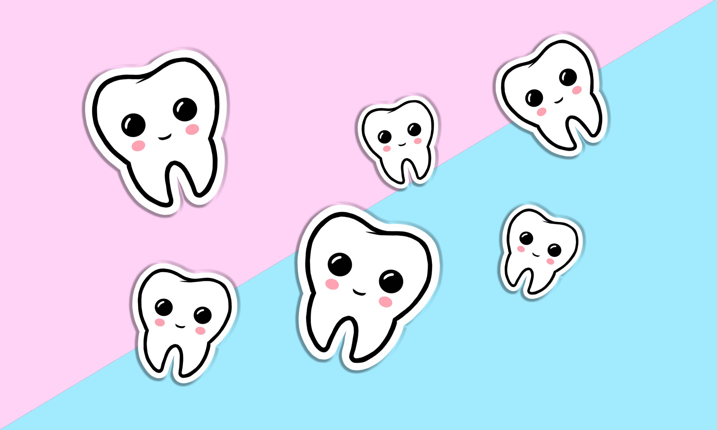 Kawaii Tooth Die Cut Stickers, Dentist Stickers, Vinyl Stickers, Dental ...