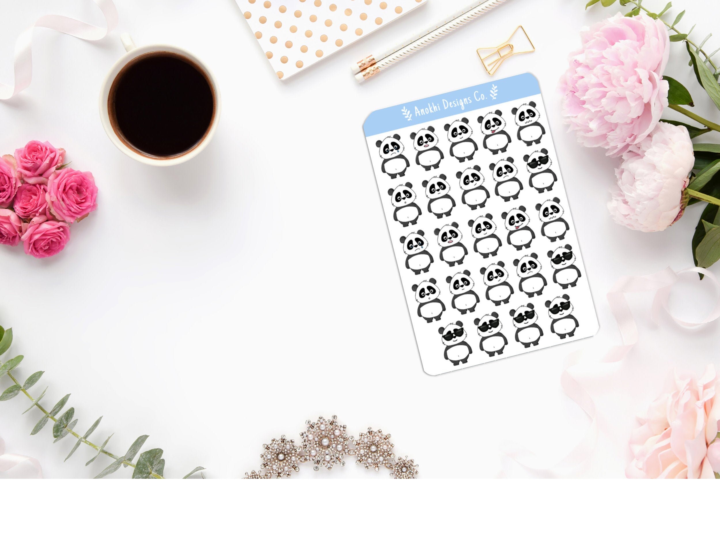 Panda Sticker Sheet, Cute Pandas, Sticker Pack, Panda Stickers - Etsy