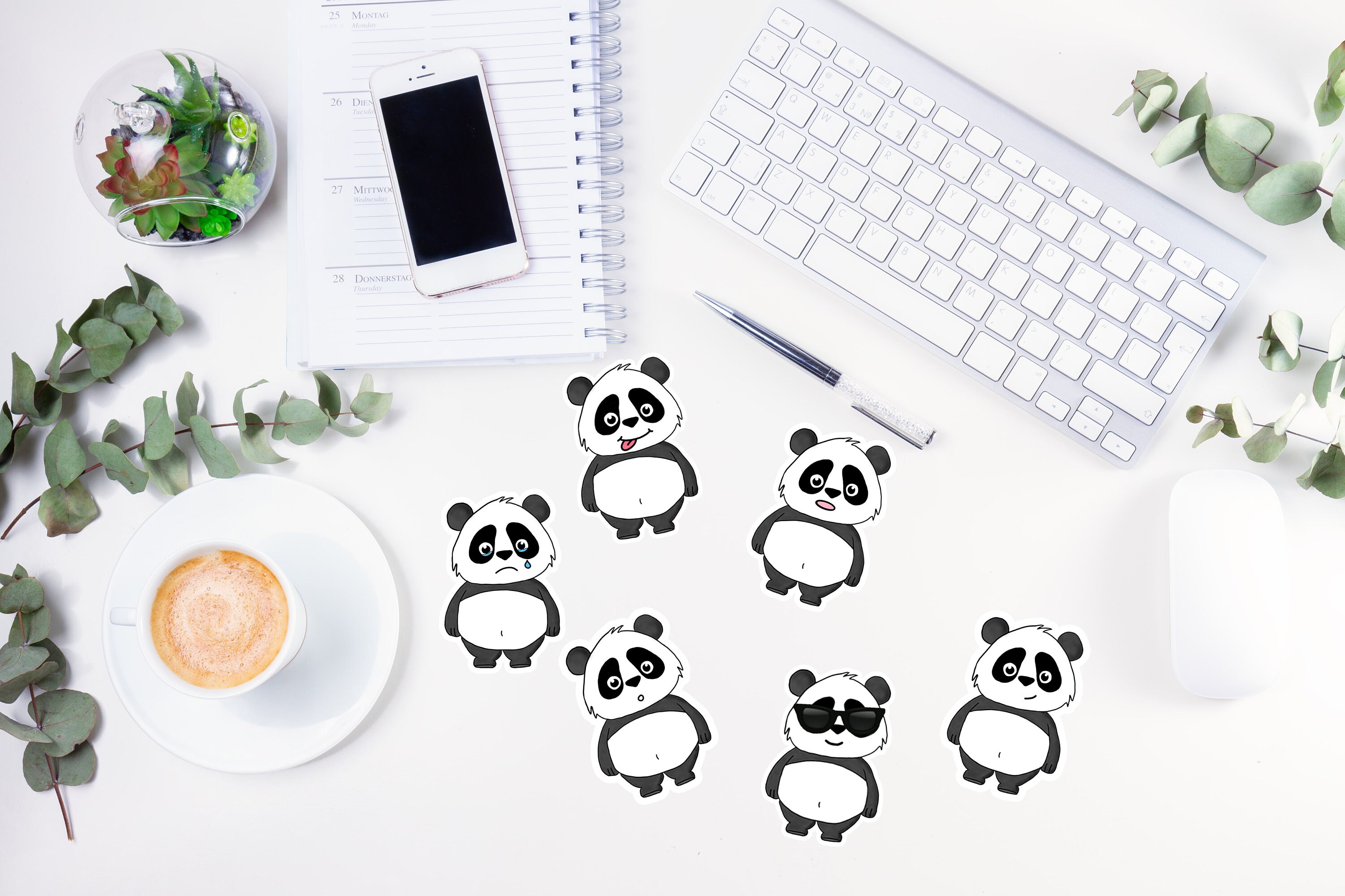 Panda Die Cut Stickers, Sticker Pack, Animal Stickers, Panda Sticker ...