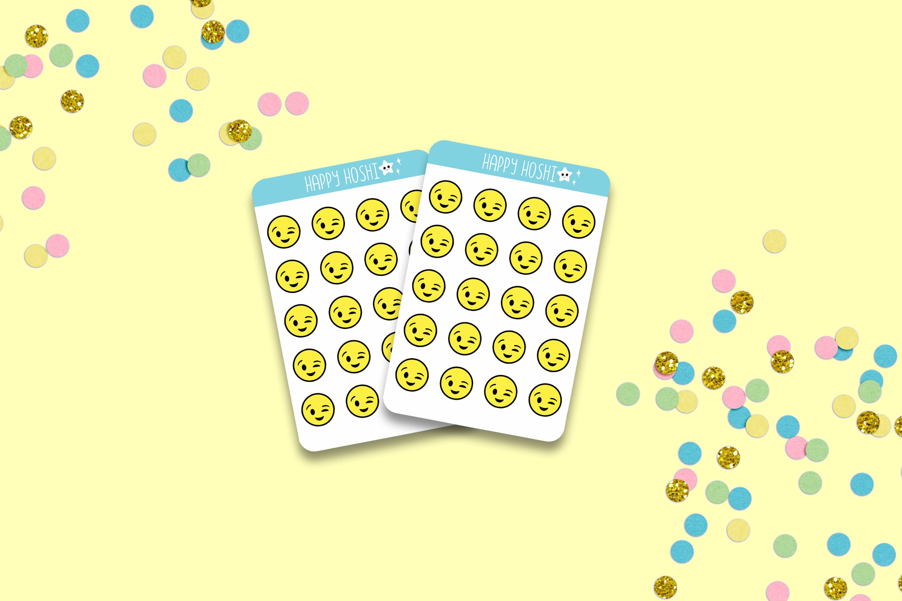 Wink Emoji Sticker Sheet Emoji Stickers Funny Stickers Cute - Etsy