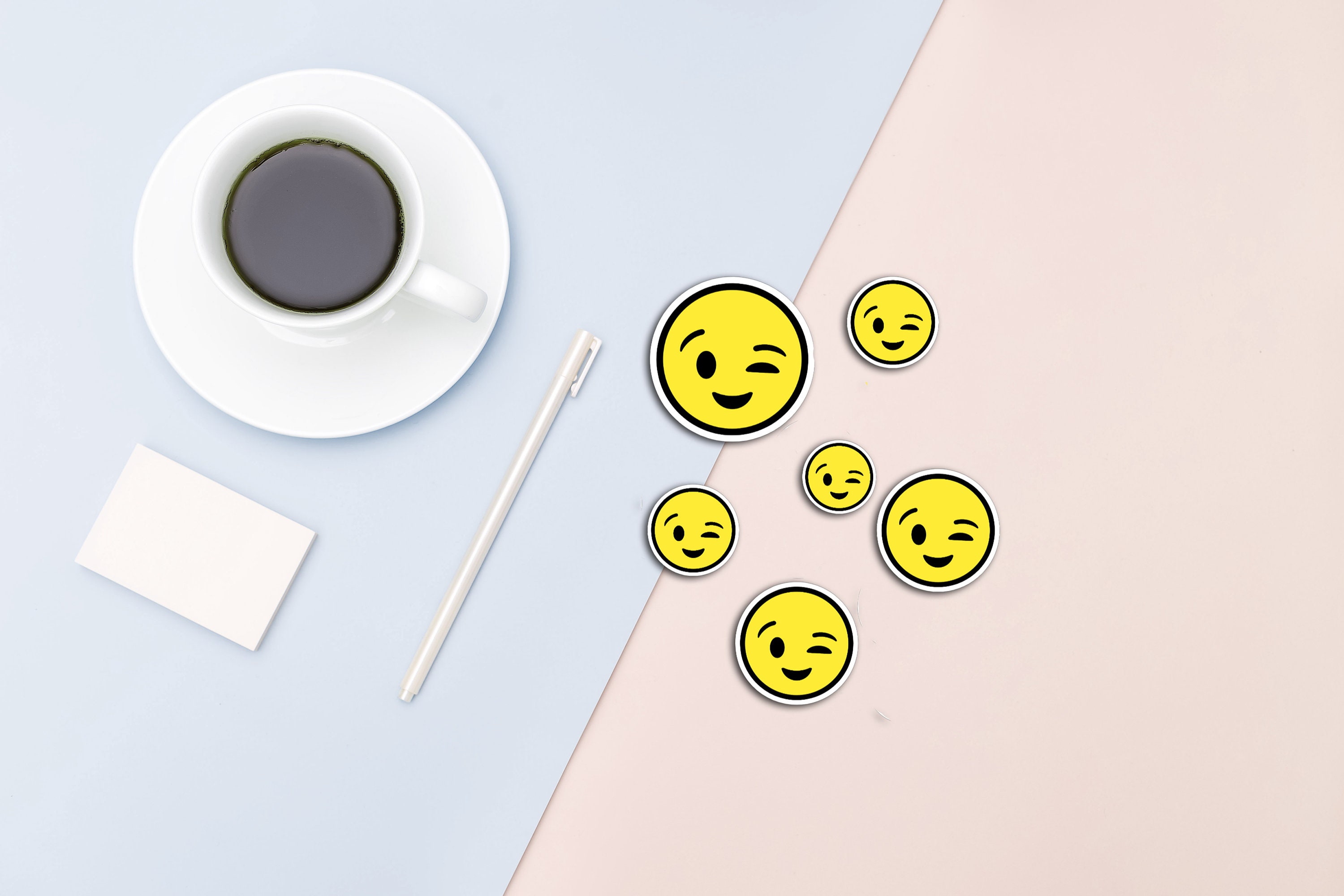 Wink Emoji Die Cut Stickers Sticker Pack Emoji Stickers - Etsy