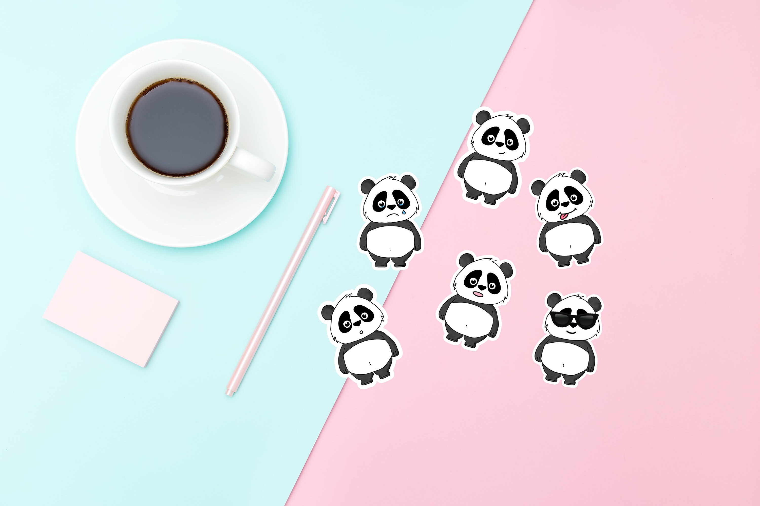 Panda Die Cut Stickers, Sticker Pack, Animal Stickers, Panda Sticker ...
