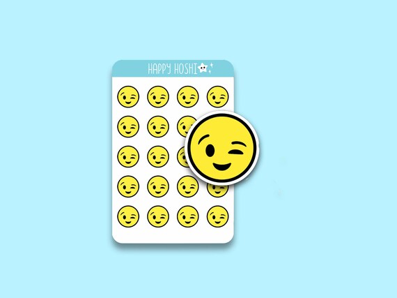 Wink Emoji Sticker Sheet Emoji Stickers Funny Stickers Cute - Etsy