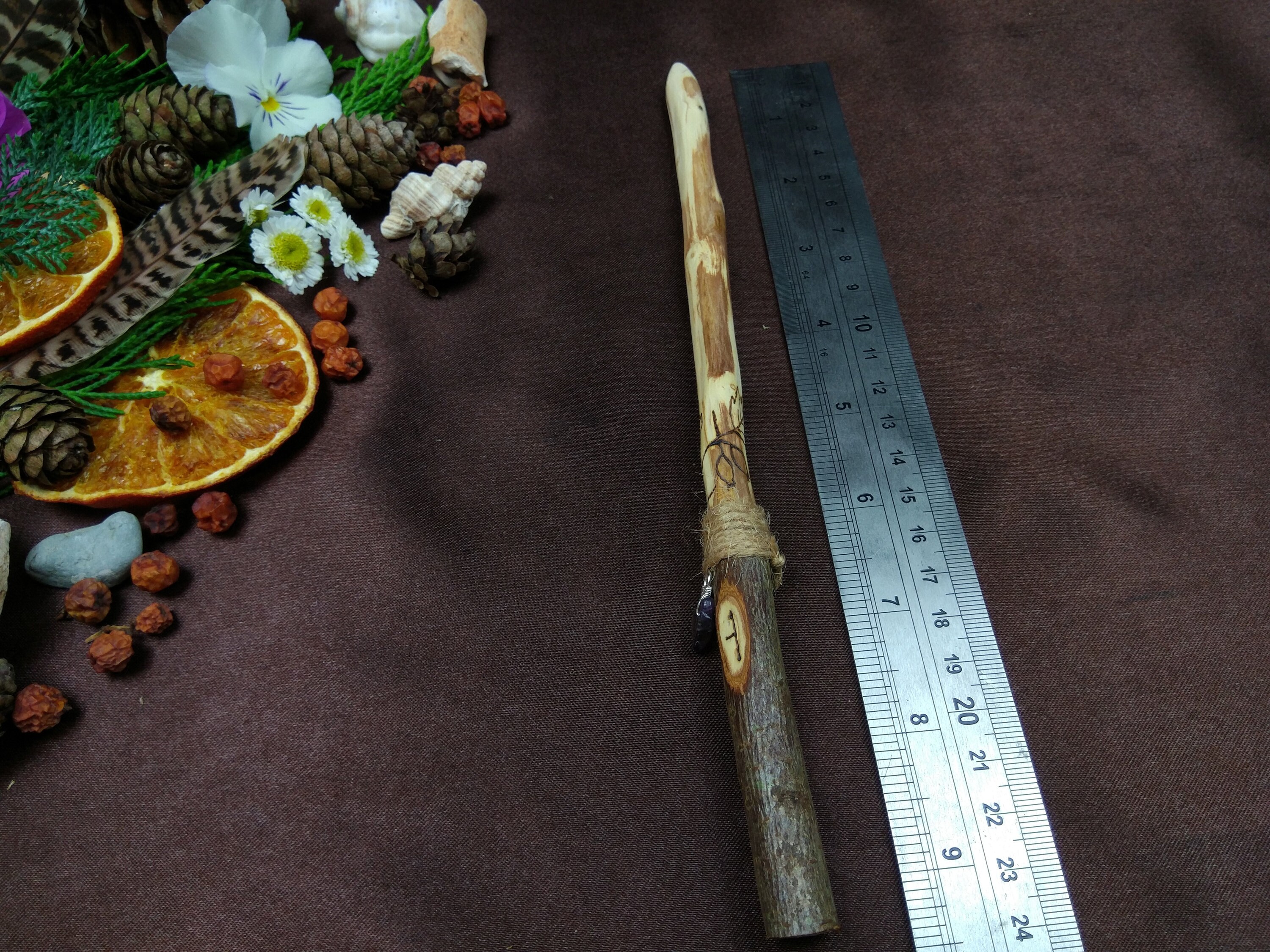 Hawthorn Wand Wicca Pagan wand Magick Wand Ogham Tree | Etsy