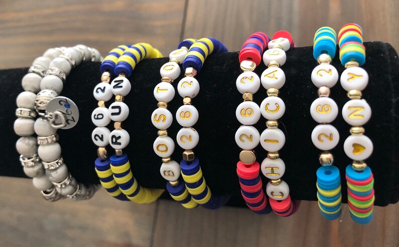 Boston Marathon Bracelets, Heishi Bracelets, Stacked Bracelets, Custom ...