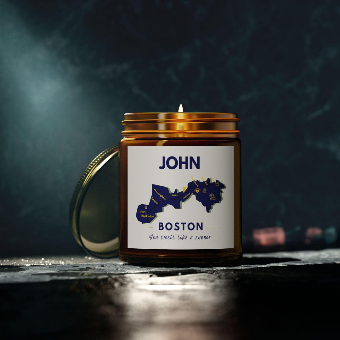 Boston Scented Candle, Marathon Map Design, Coconut Apricot Wax ...