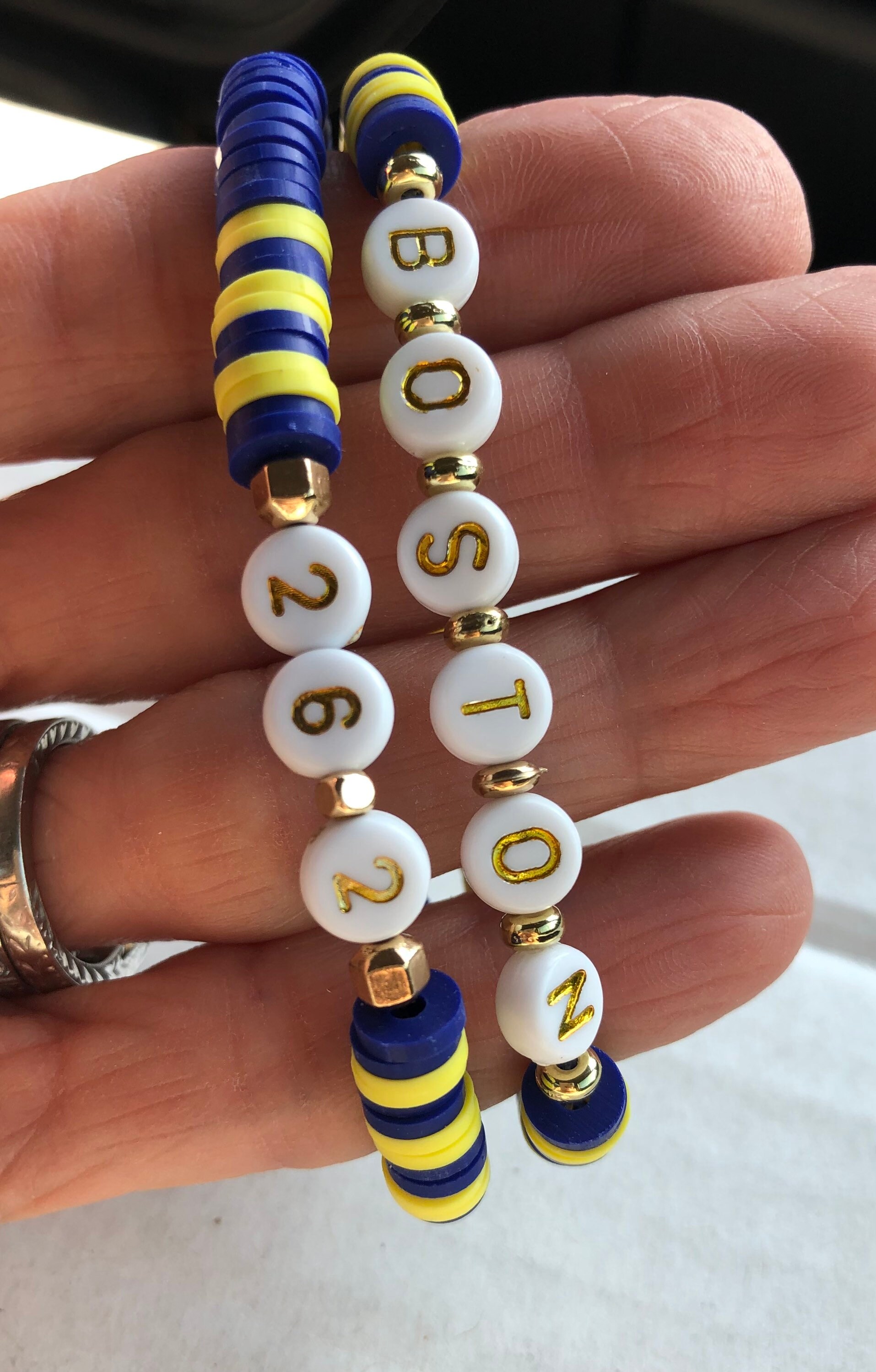 Boston Marathon Bracelets, Heishi Bracelets, Stacked Bracelets, Custom ...