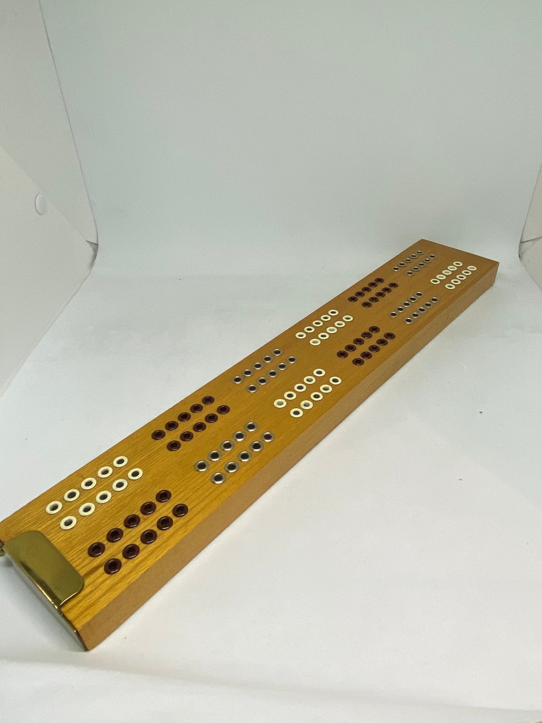 Vintage Cribbage Board With Colored Peg Spots, Brass Ends - Etsy