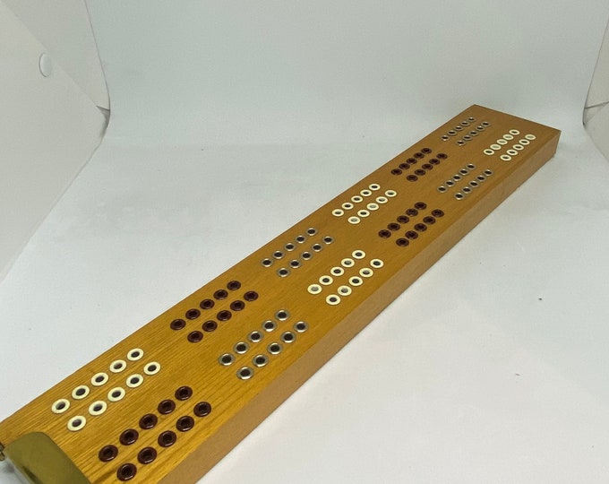Vintage Cribbage Board With Colored Peg Spots, Brass Ends - Etsy