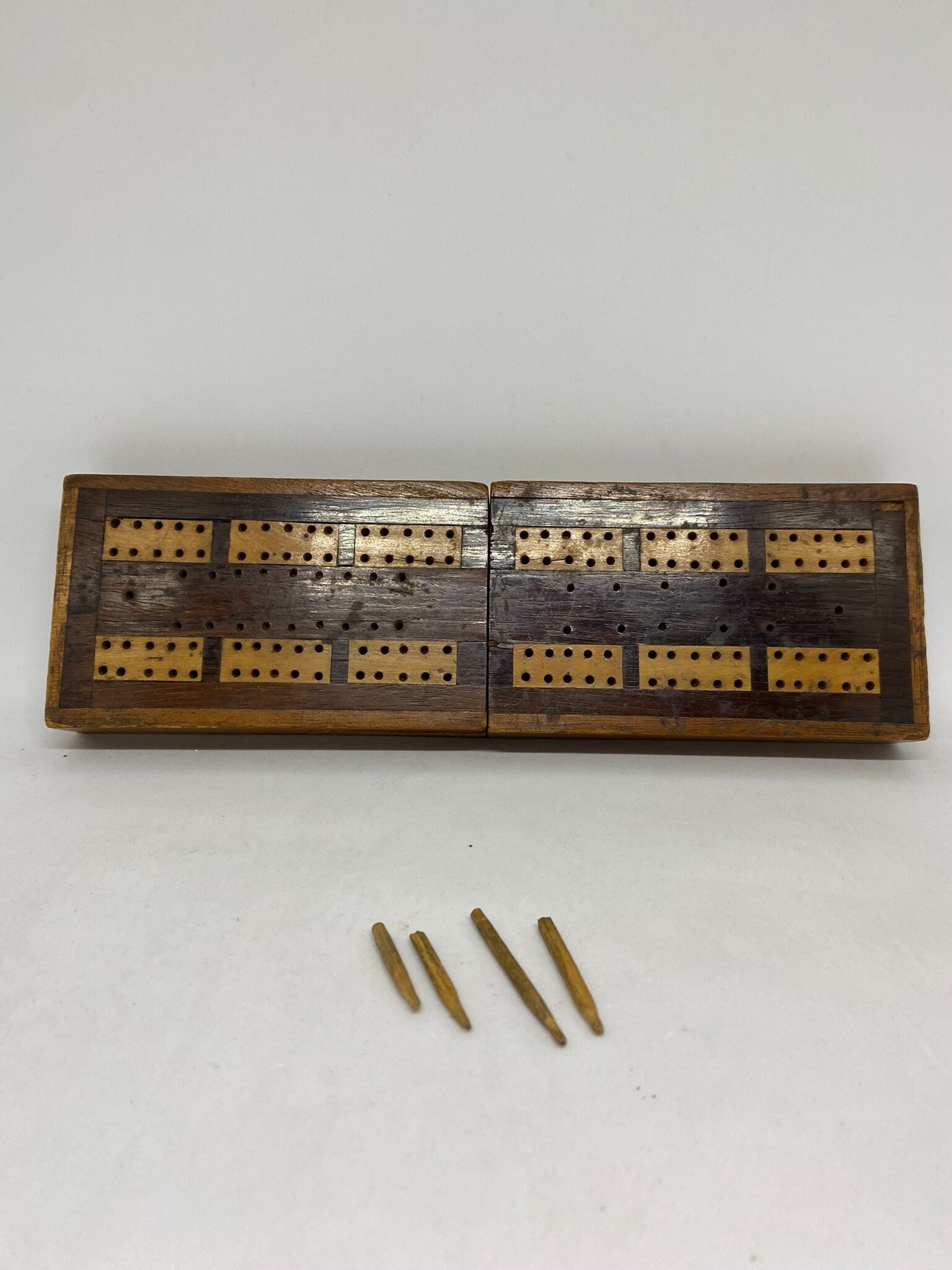 Rustic Handmade Cribbage Board Vintage With Three Color Wood - Etsy