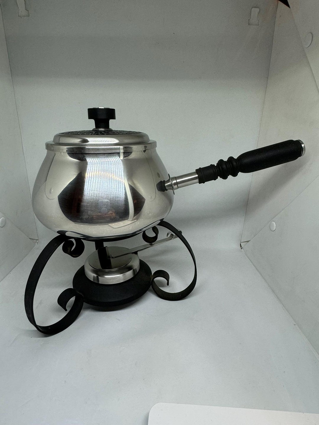 Vintage Oneida Stainless Fondu Pot With Lid, Base, Sterno Holder, Cook ...