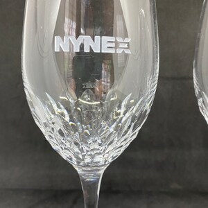 Pair NYNEX Crystal Wine Glasses, Vintage, Deeply Etched Logo, Phone ...