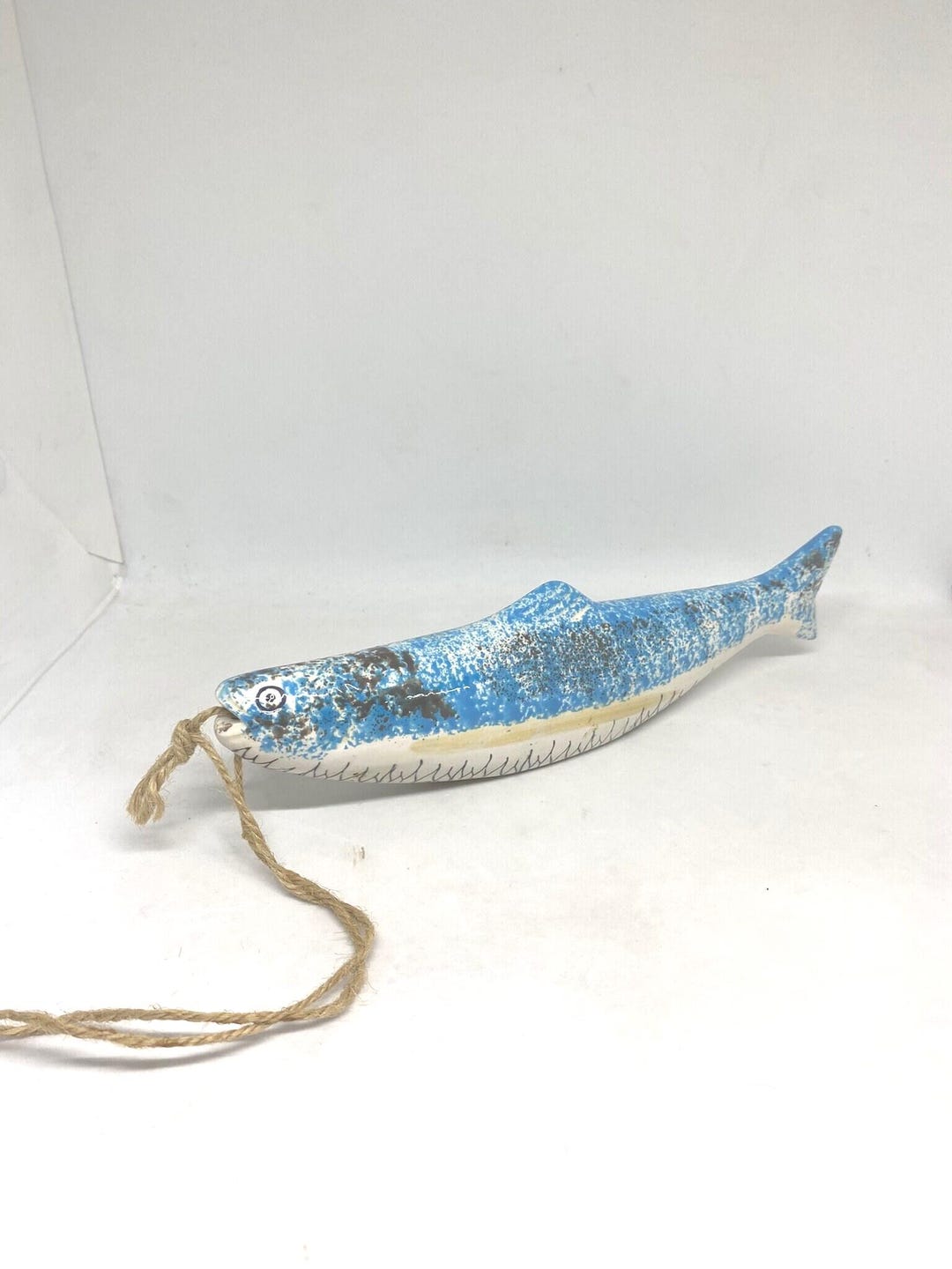 Vintage Ceramic Blue Fish Decor: Hanging Cottage Cabin Art - Etsy