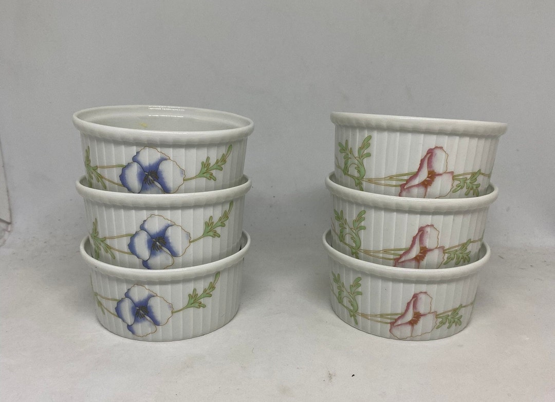 Vintage Pillivuyt of France, Set of 6 Ramekins, Pleated Sides ...