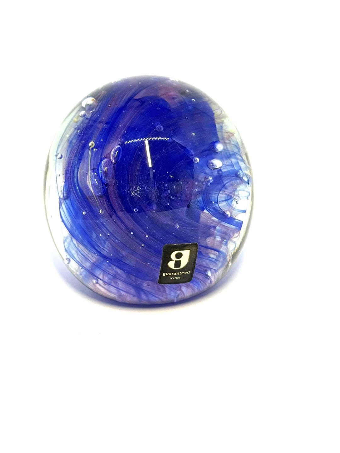 Vintage Kerry Glass Paperweight: Hand-blown Blue Swirls, Made in ...