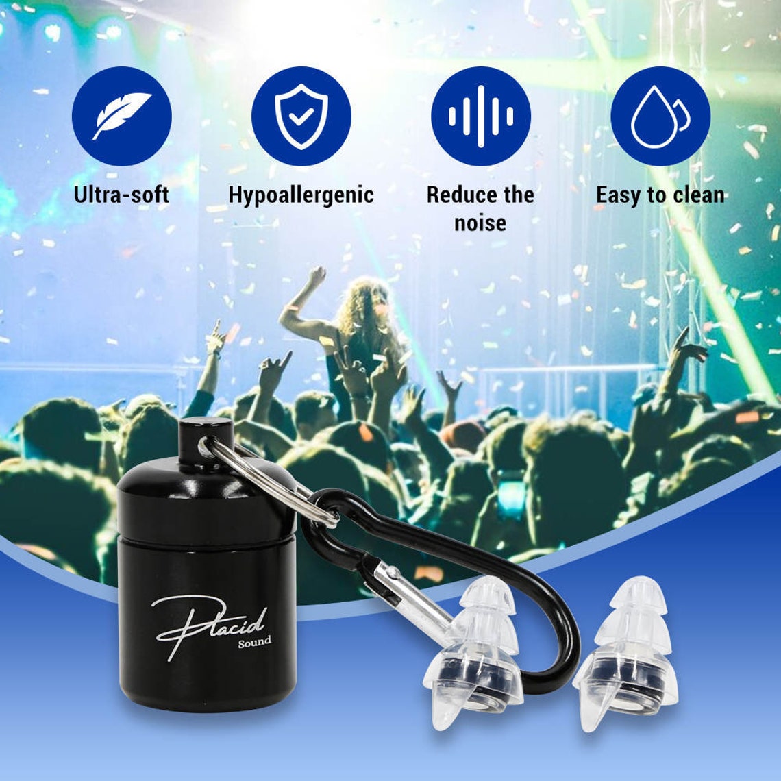 Placid Sound High Fidelity Ear Plugs for Concerts Loud Music Festival ...