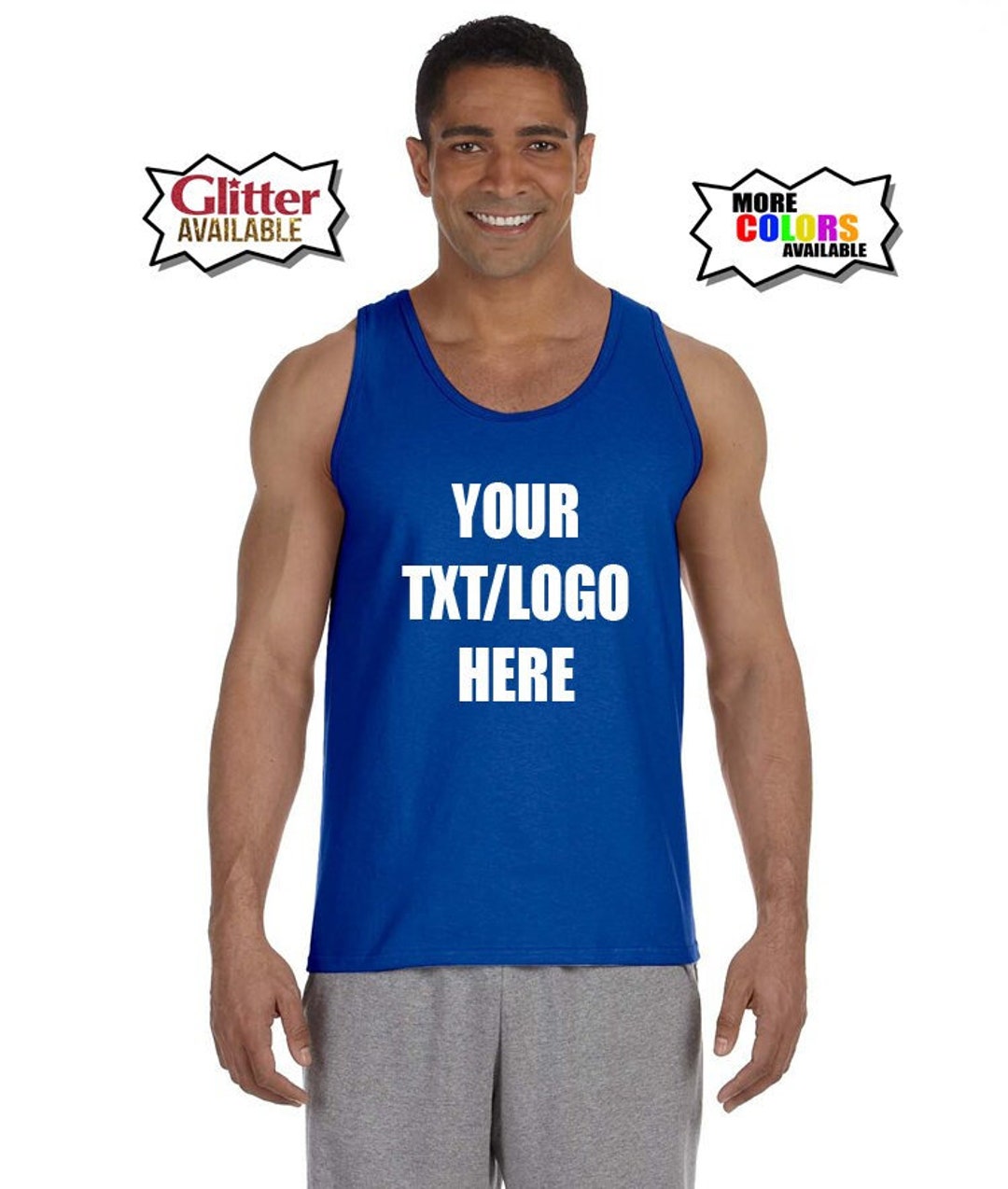 Custom Tank Top for Men – Personalized Text, Photo or Logo – Quick Dry ...