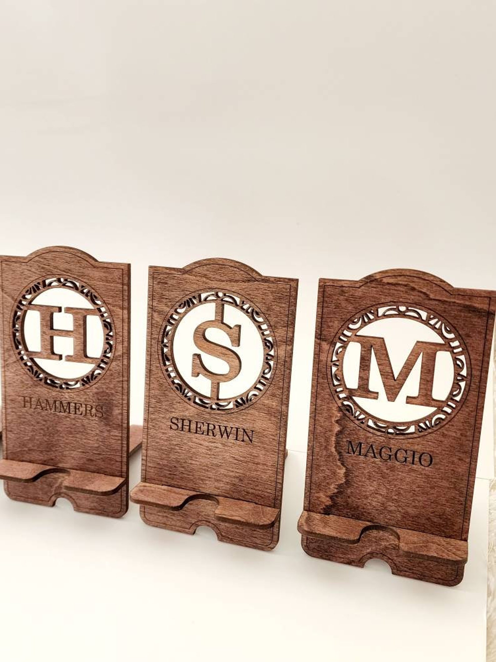 Personalized Cell Phone Holders | Wood Engraved Phone Holders ...