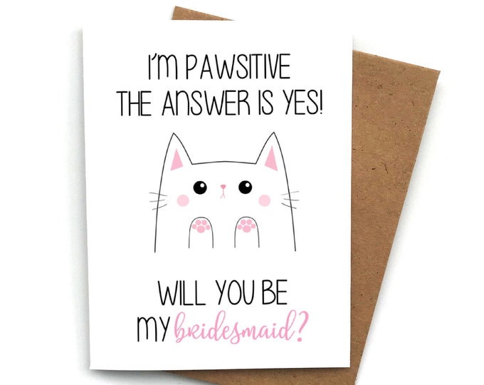 Proposal Card Funny CAT PURRFECT Bridesmaid Maid of Honor - Etsy