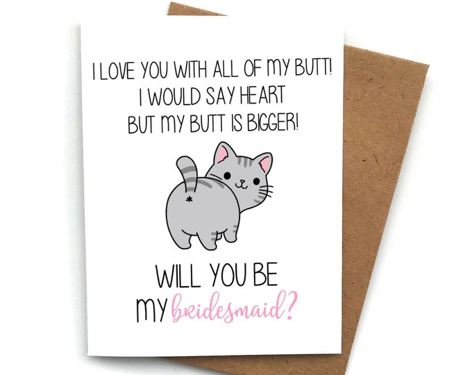 Proposal Card Funny CAT PURRFECT Bridesmaid Maid of Honor - Etsy