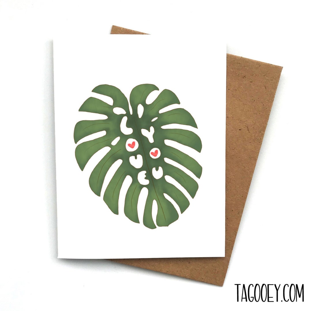 LOVE YOU Monstera Plant Card: Valentine's Day or Anniversary - Etsy