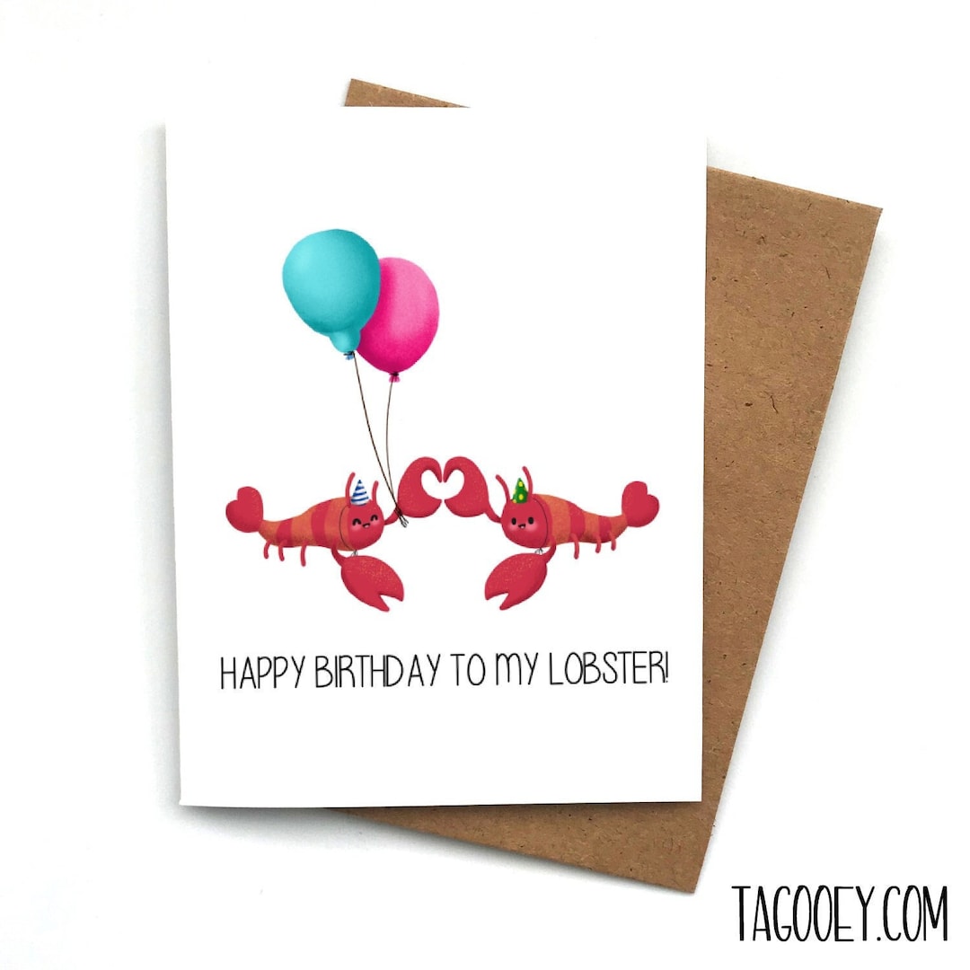 Cute MY LOBSTER Birthday Card, Birthday Greeting for Him, Birthday Card ...