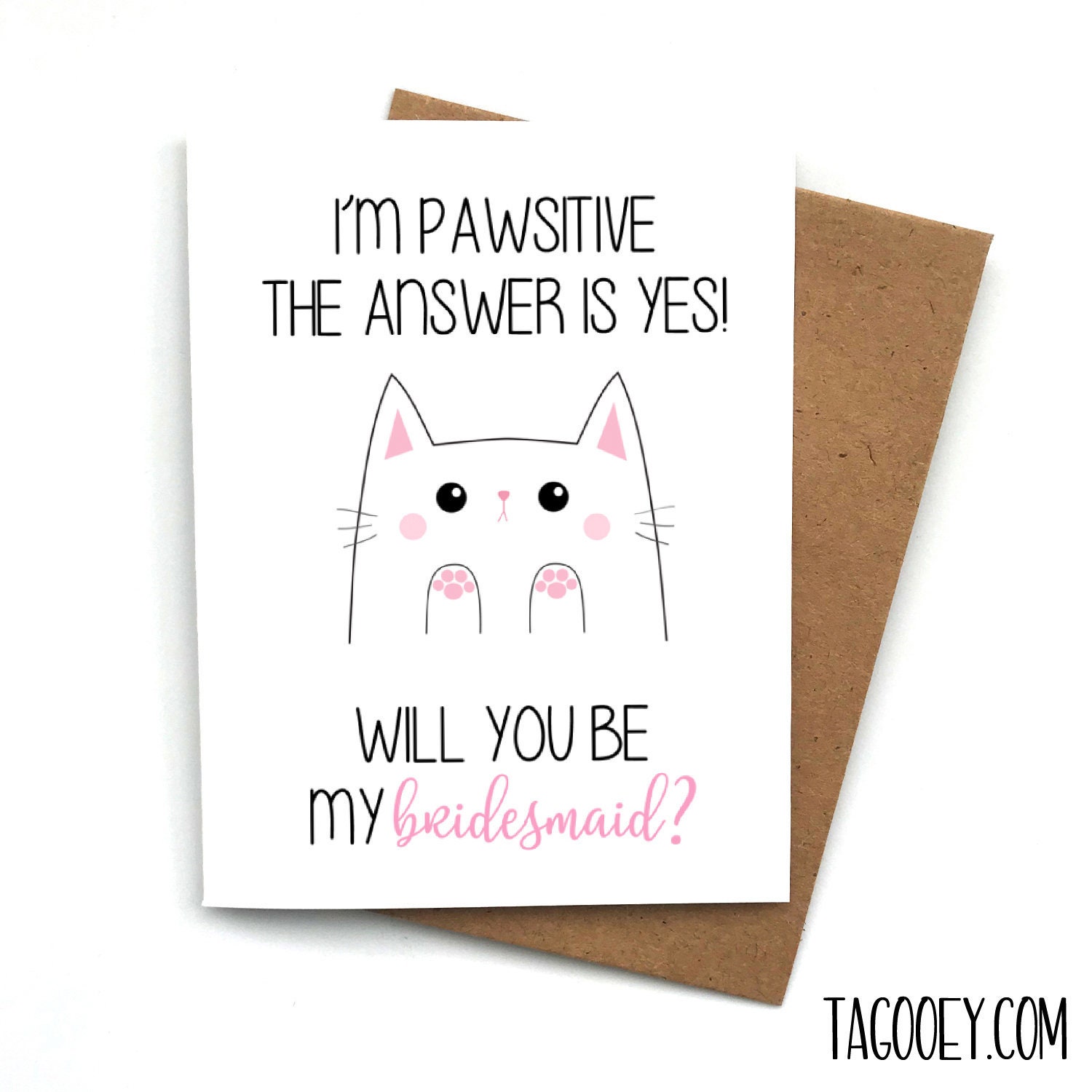 Proposal Card Funny CAT PAW pun Bridesmaid Maid of Honor | Etsy