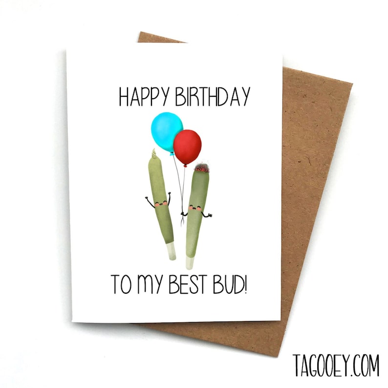 Funny Weed Birthday Card BEST BUD Birthday Greeting for Him - Etsy