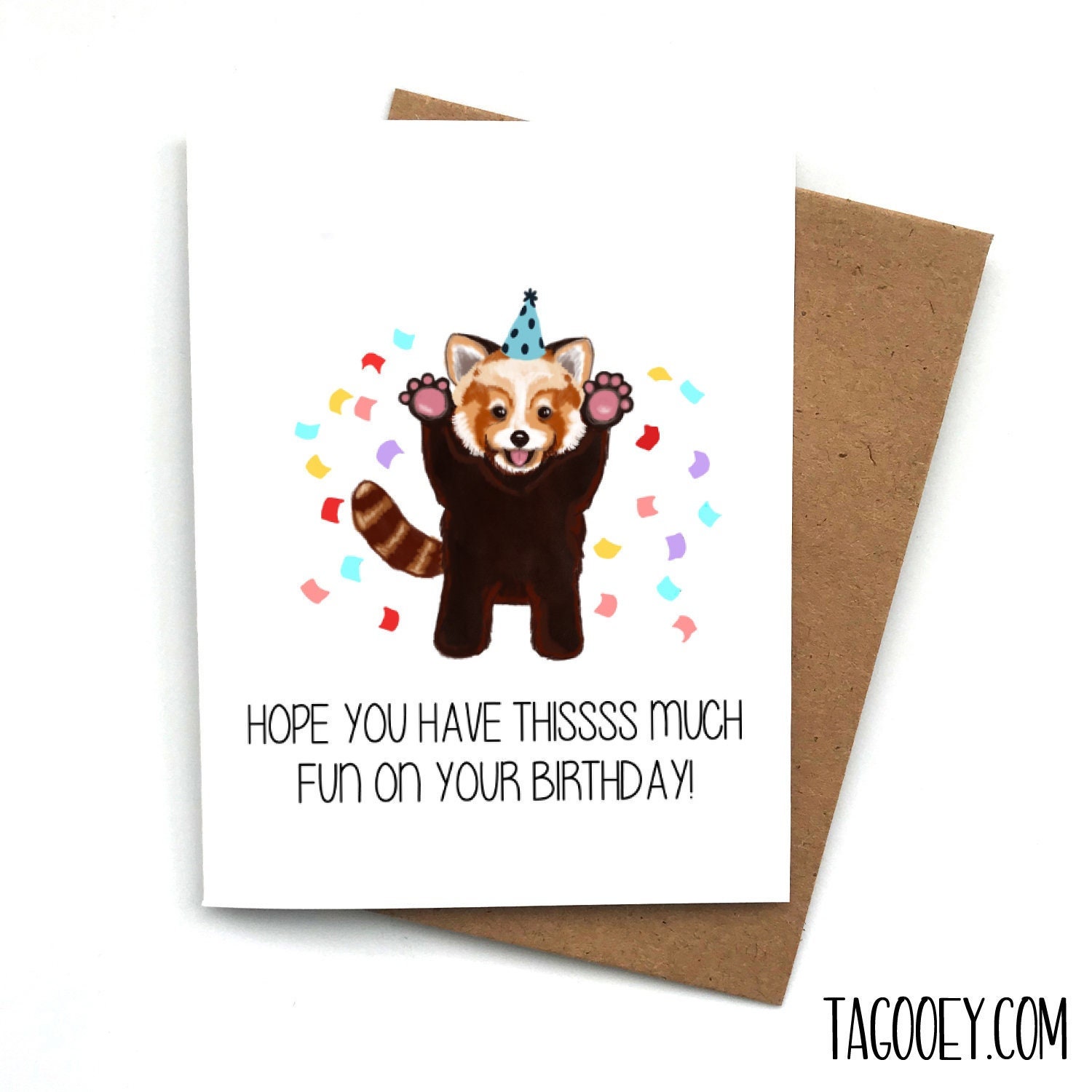 Birthday Card Funny Pun RED PANDA Birthday Greeting for Him - Etsy