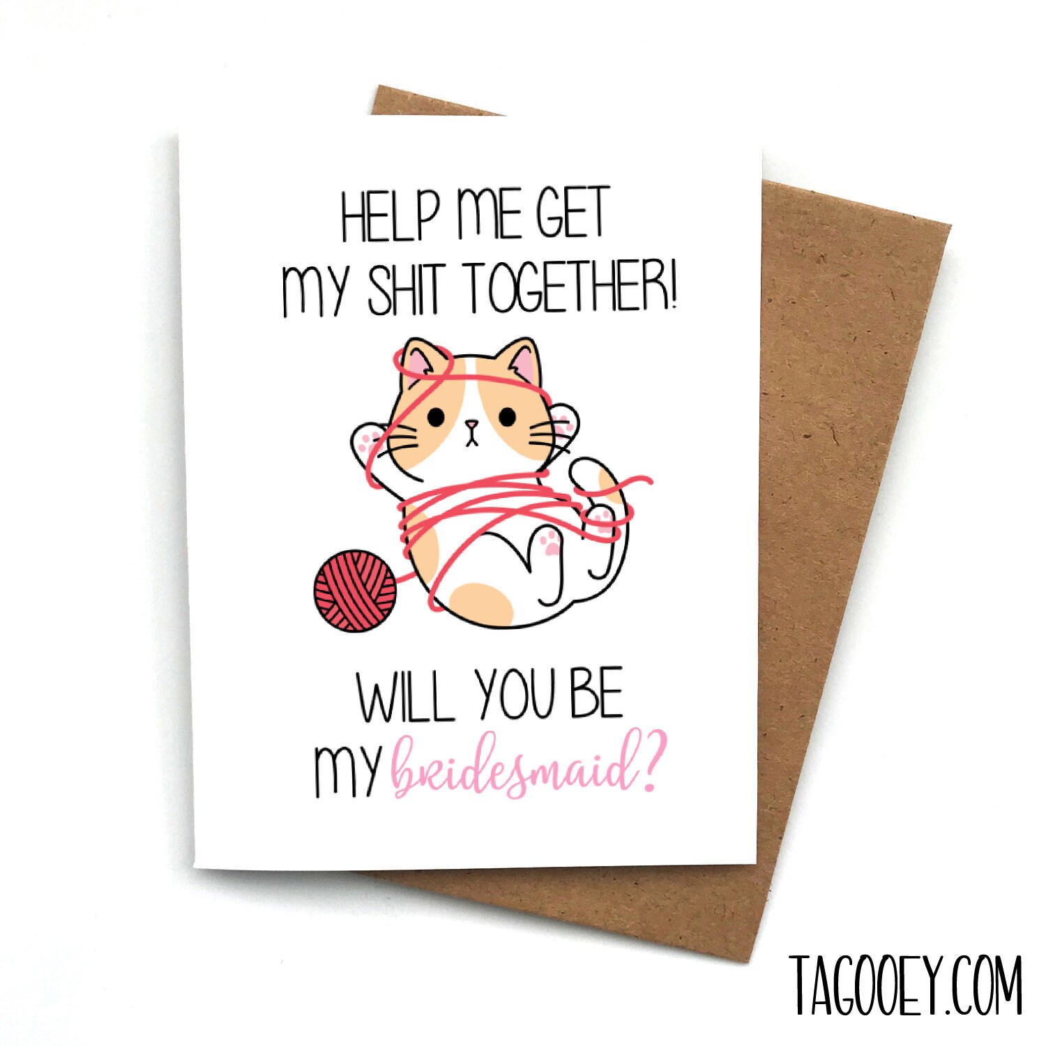 Proposal Card Funny CAT HELP pun Bridesmaid Maid of Honor | Etsy