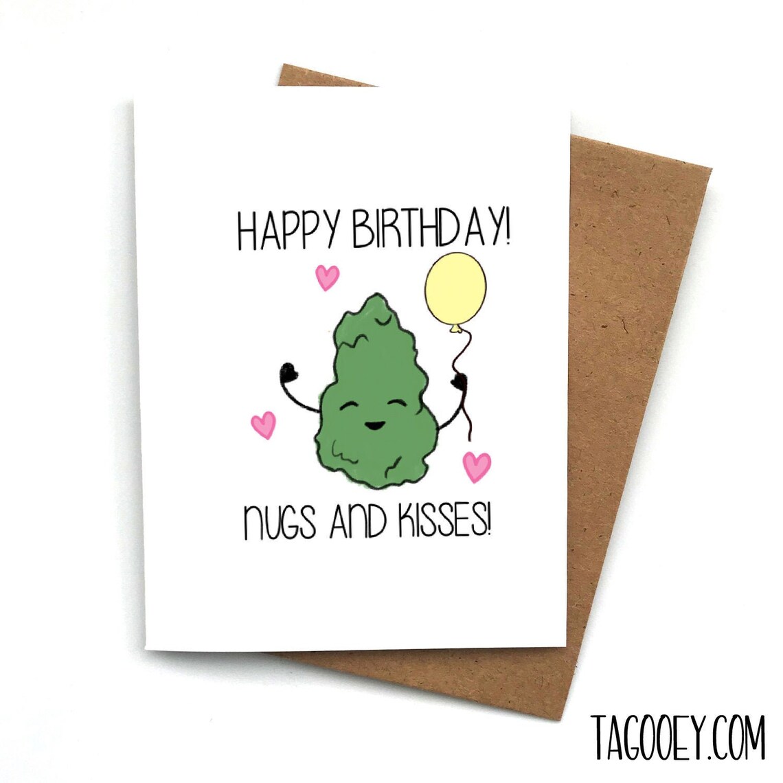 Funny Weed Birthday Card NUGS KISSES Birthday Greeting for | Etsy