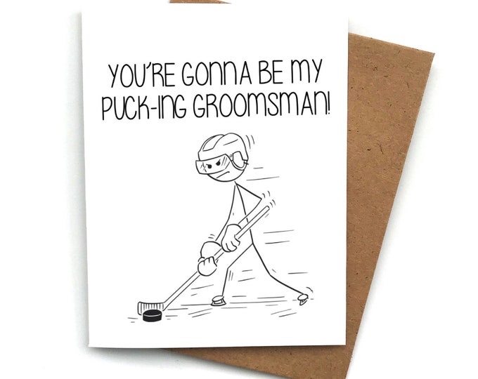 HOCKEY Groomsman Proposal Card Funny Puck Pun Card Puck-ing - Etsy