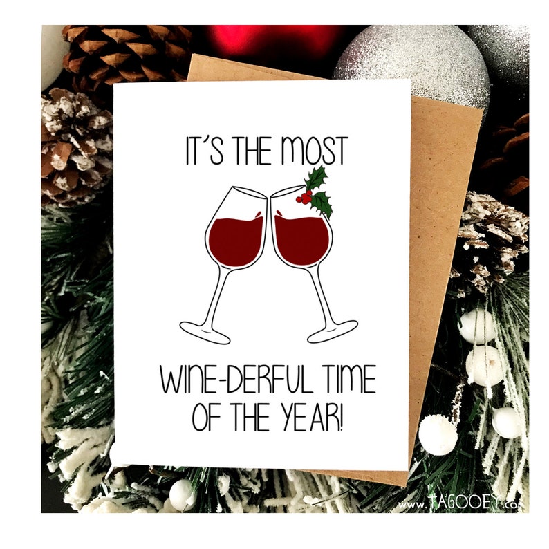 Cute Wine Christmas Card WINDERFUL CHRISTMAS Card Wine - Etsy