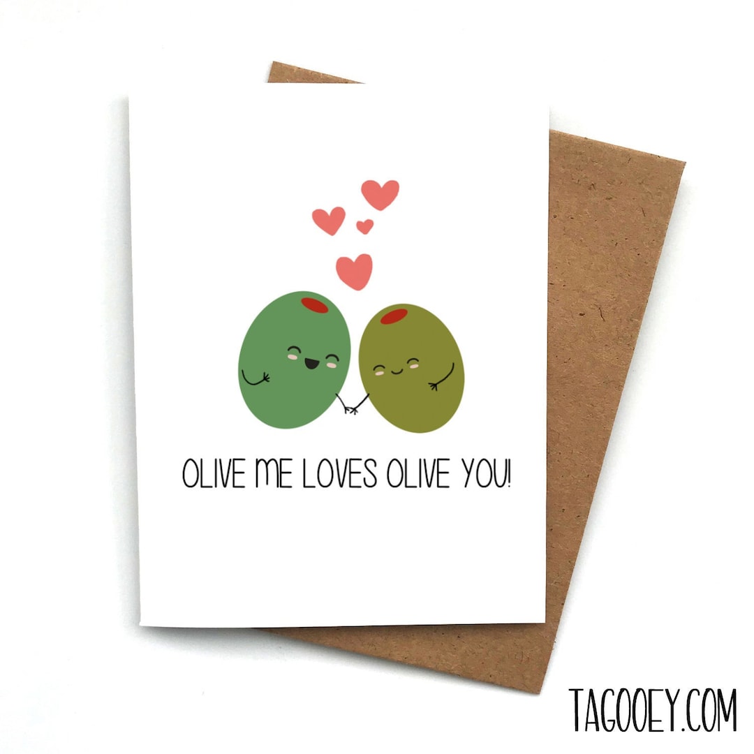 Cute Love Card OLIVE YOU LOVES Olive Me, Valentines Day Card, Card for ...