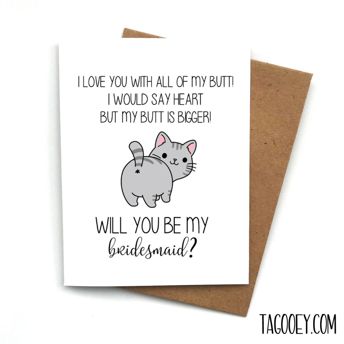 Proposal Card Funny CAT BUTT Pun Bridesmaid Maid of Honor - Etsy