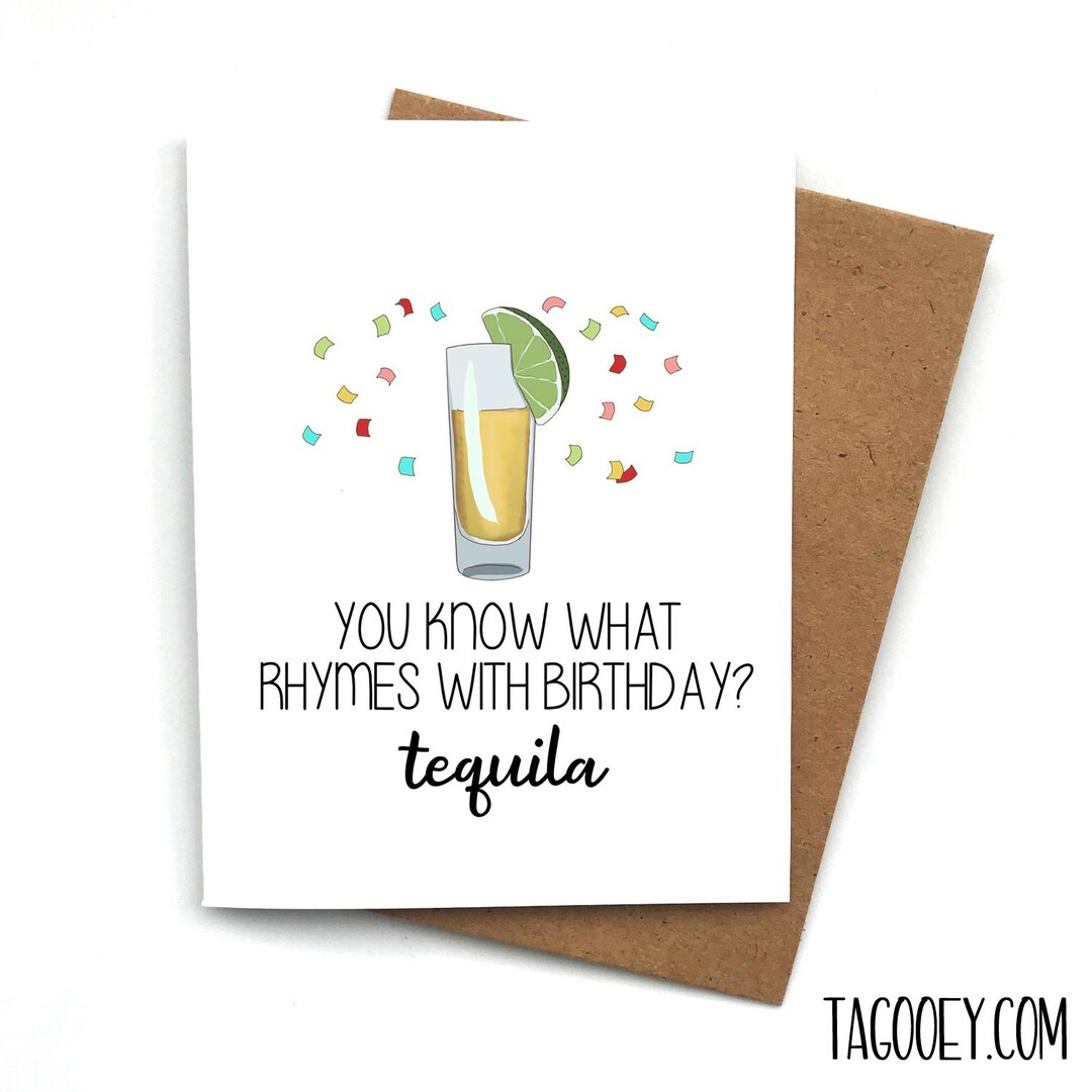 Funny Tequila Rhymes Birthday Card for Friend - Etsy