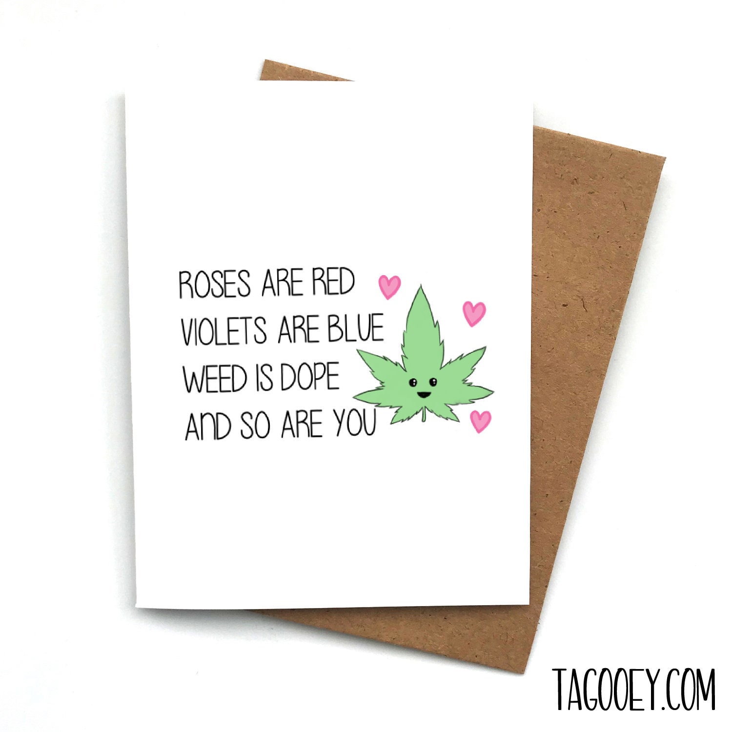 Pun WEED ROSES are RED You Are Dope Valentines Day Card | Etsy