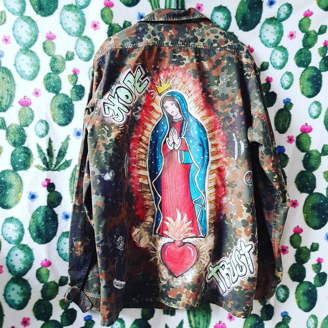 Virgin Mary Handpainted Army Jacket - Etsy