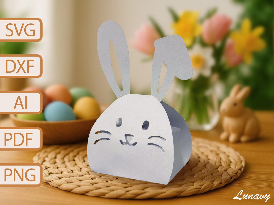 Bunny Treat Box SVG – Easter Favor Box Template – No Glue Required ...
