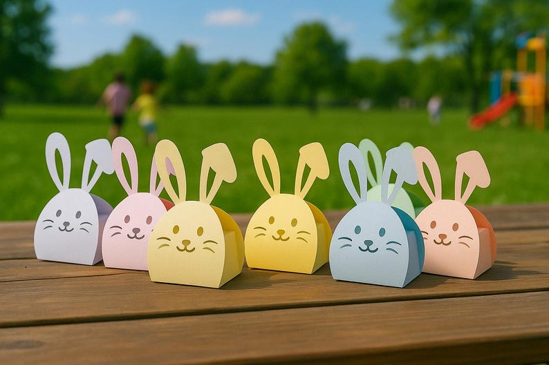 Easter Bunny Treat Box SVG Template, No-glue Favor Box (cut File) - Etsy