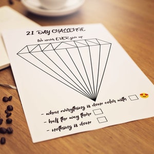 21 Day Challenge Tracker- Instant Download Image - New Year Challenge ...