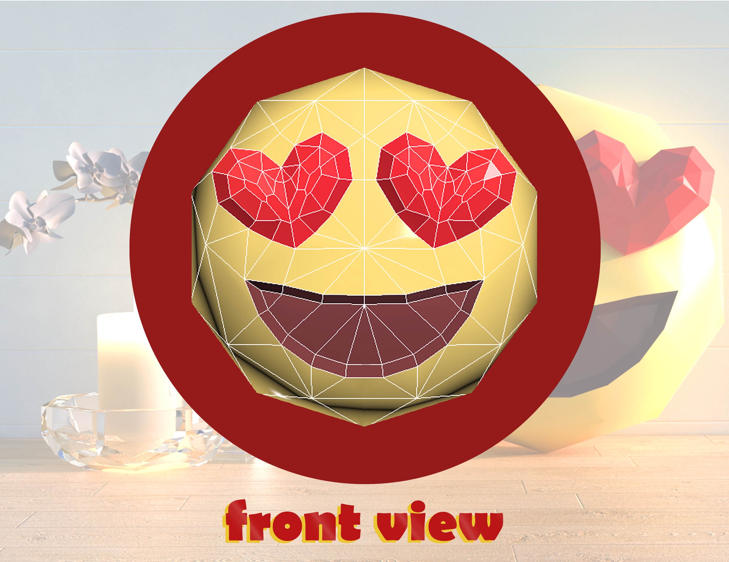 DIY Heart Eyes Smiling Face Emoji Model Papercraft Template. 3D Emoji ...