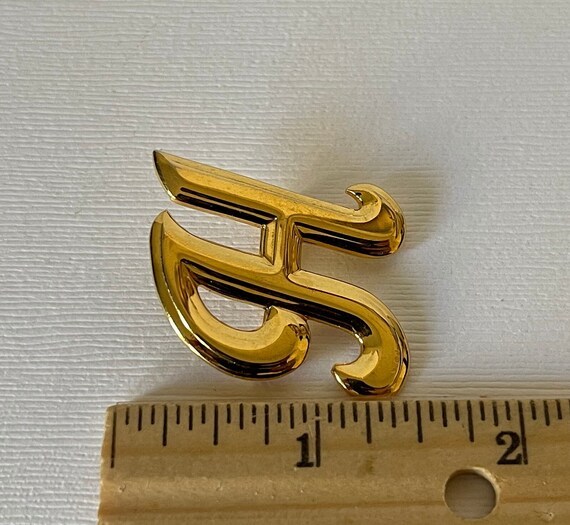 Vintage letter H brooch, letter H pin, gold letter h … - Gem